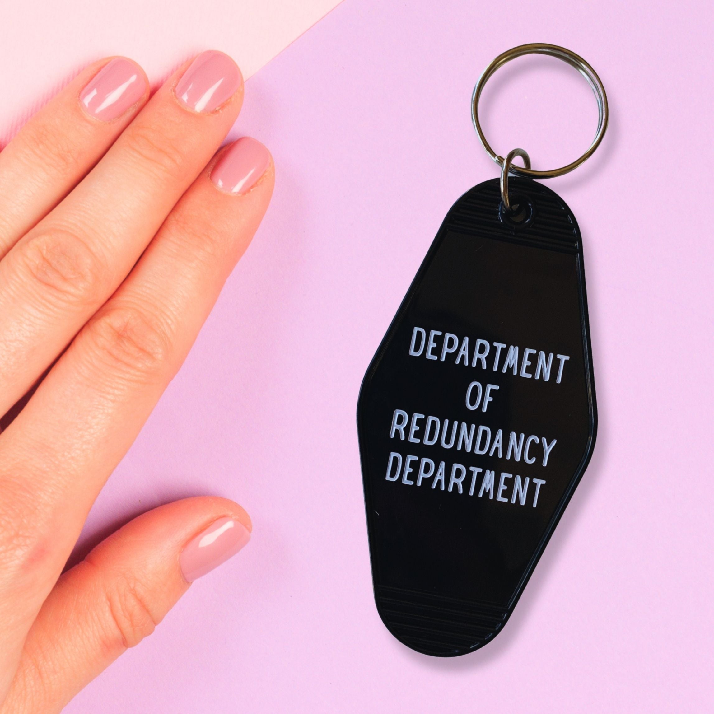 Department of Redundancy Department Motel Style Keychain in Black – The ...