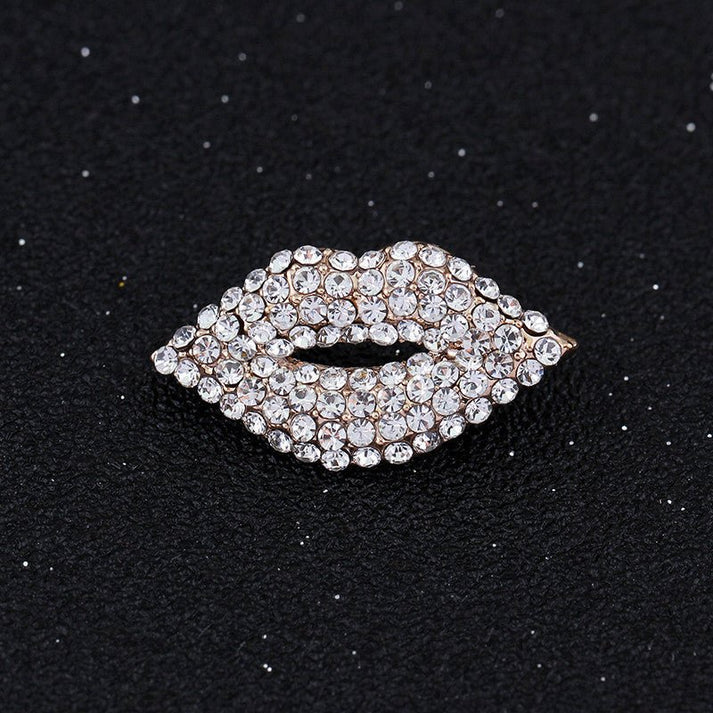 Diamond Kiss Lapel Pin | 0.9" Glam Rhinestone Gold Pin Brooch – The ...