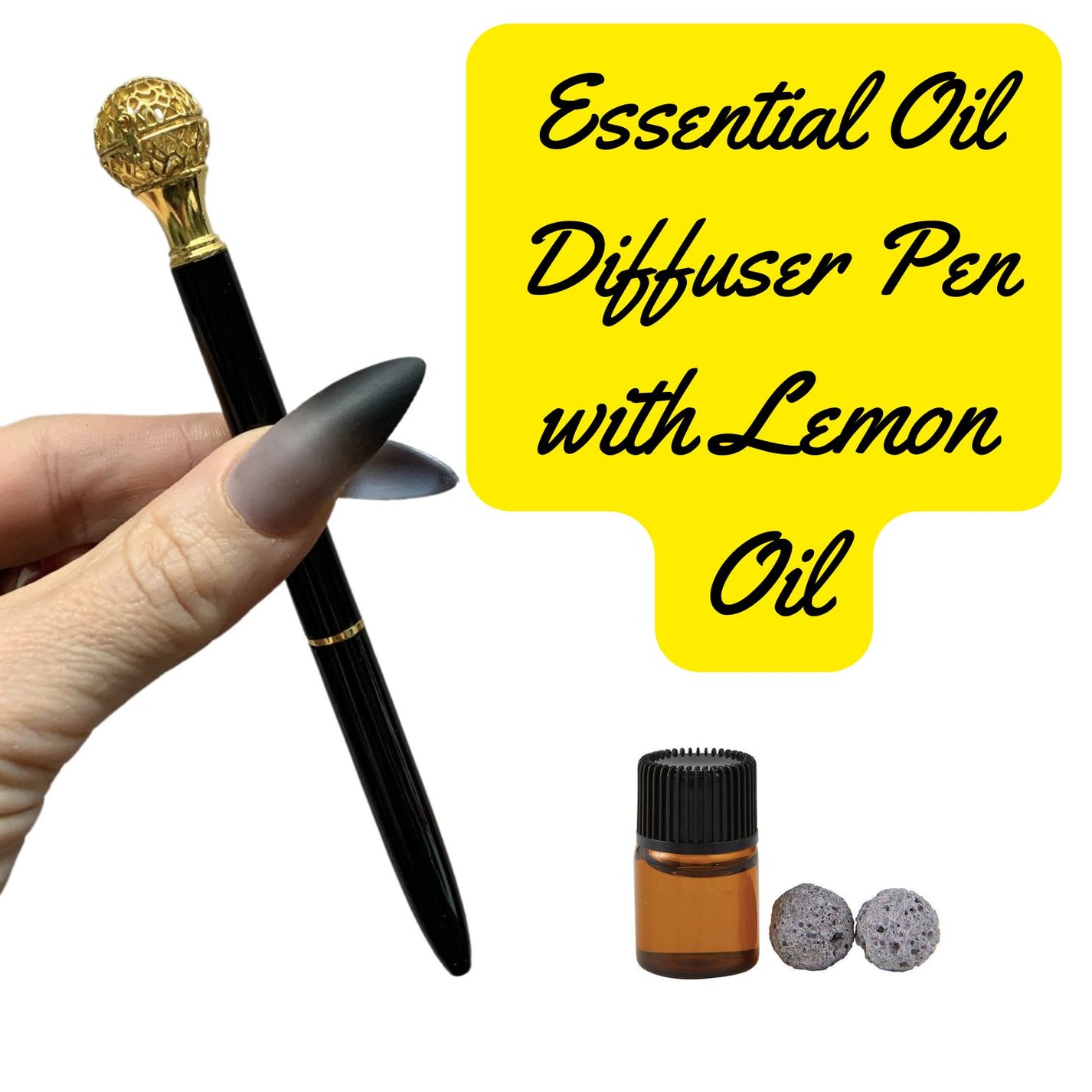 Essential Oil Diffuser Pen in Lemon | Includes 1 ml of Essential Oil a ...