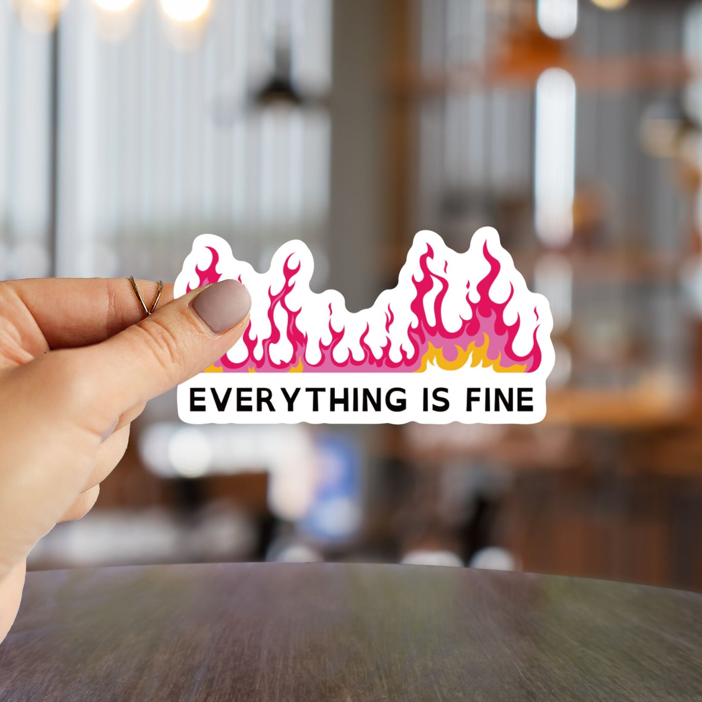 Everything Is Fine | Vinyl Die Cut Sticker in Hot Pink Hell Motif – The ...