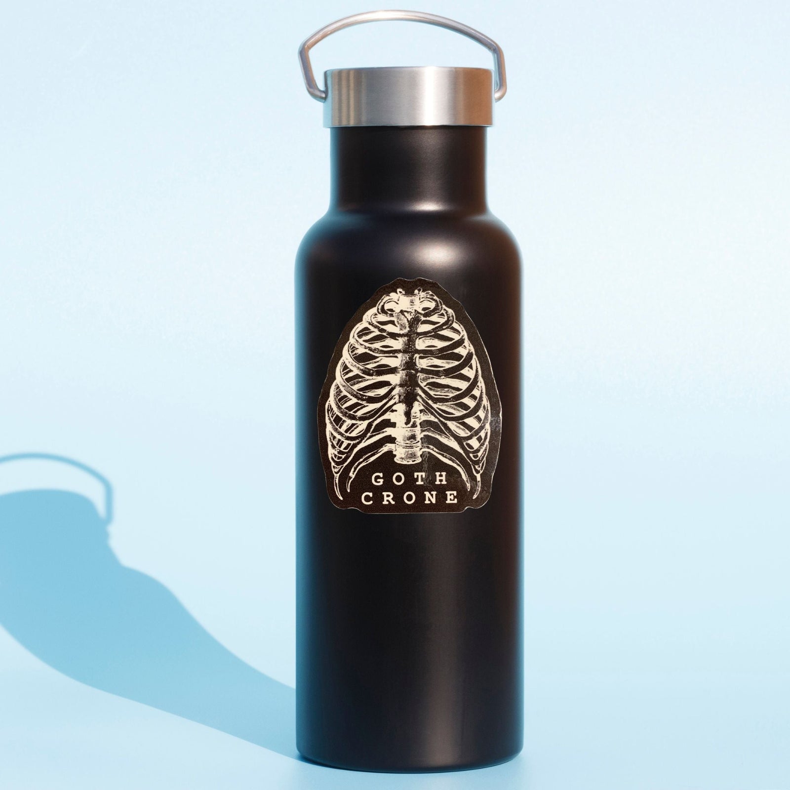 Goth Crone Sticker | Vinyl Die Cut Decal | Spooky Ribcage Illustration ...