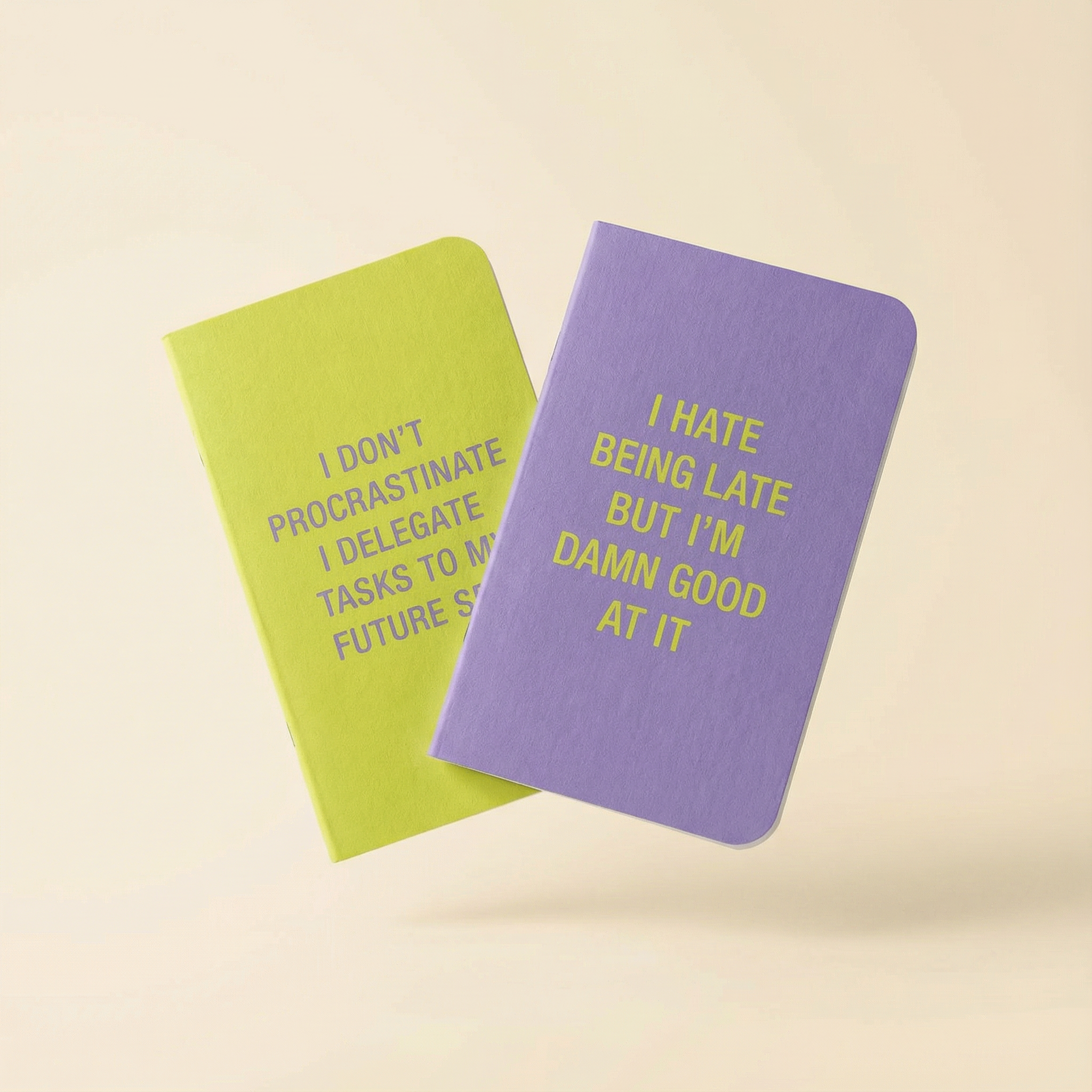 I Don't Procrastinate / I Hate Being Late Notebook Set in Yellow Lilac ...