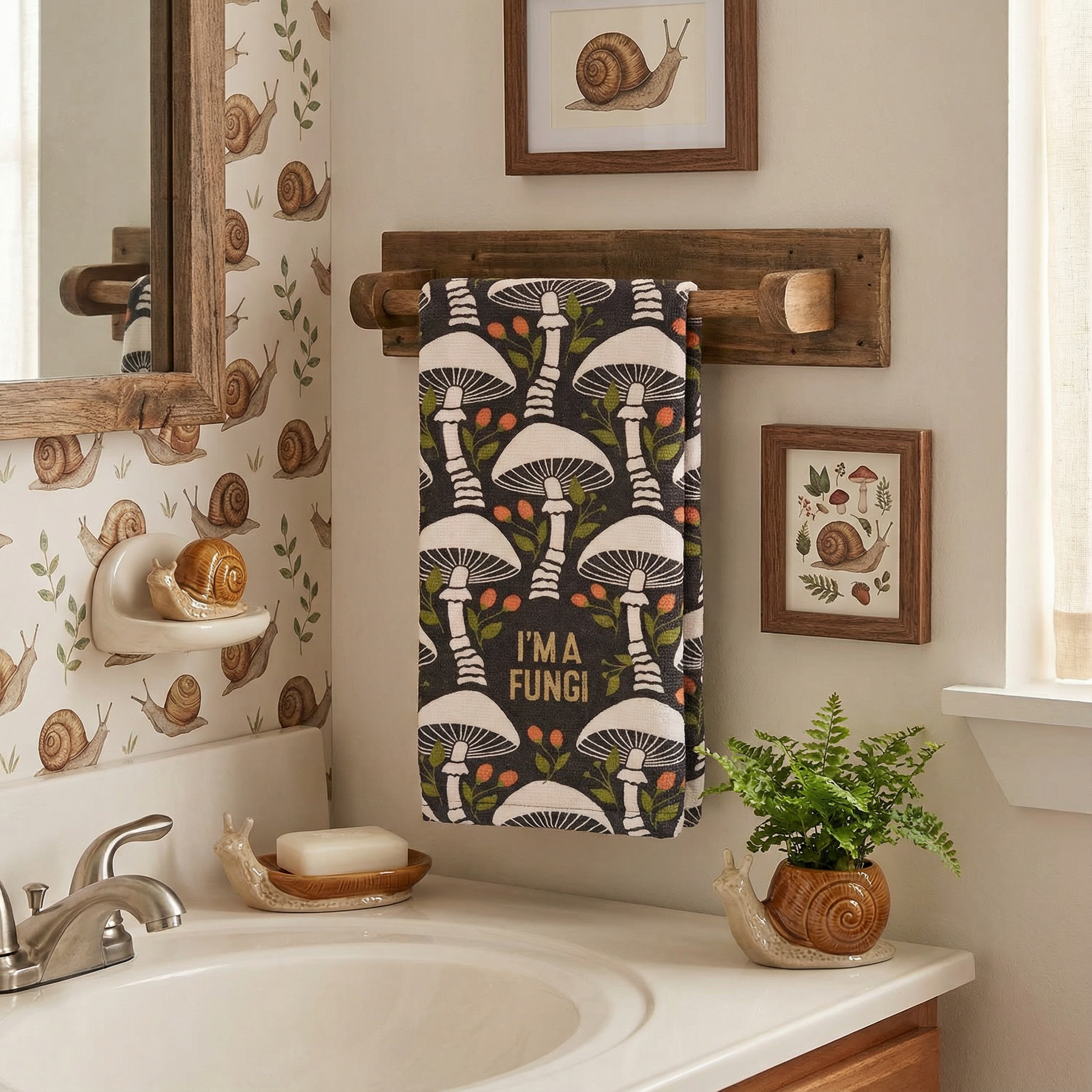 I'm A Fungi Kitchen Towel | Mushroom Pattern Cotton Hand Tea Dish Clot ...