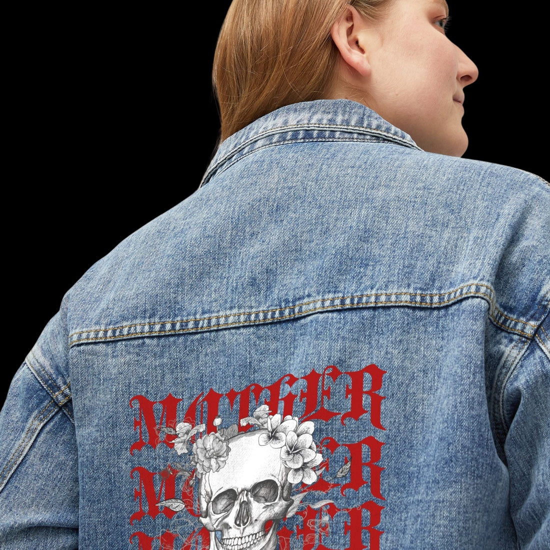 MOTHER Moms and Mayhem Heavy Metal Skull Women's Denim Jean Jacket ...