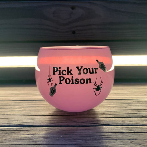 Pick Your Poison Roly Poly Tinted Glass in Pink | 13 oz. | Spooky Goth ...