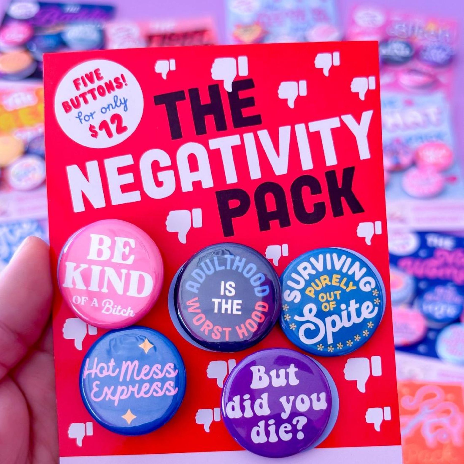 The Negativity Pack Pinback Button | Set Of 5 Lapel Pin Badge Button ...
