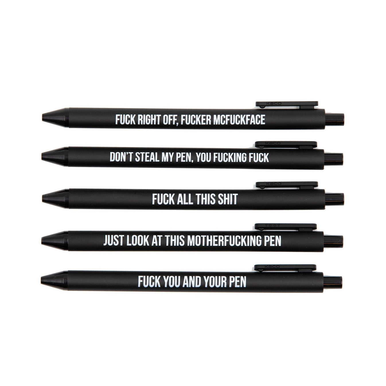Sweary Fuck Pens Cussing Pen Gift Set - 5 Black Gel Pens Rife with Pro ...
