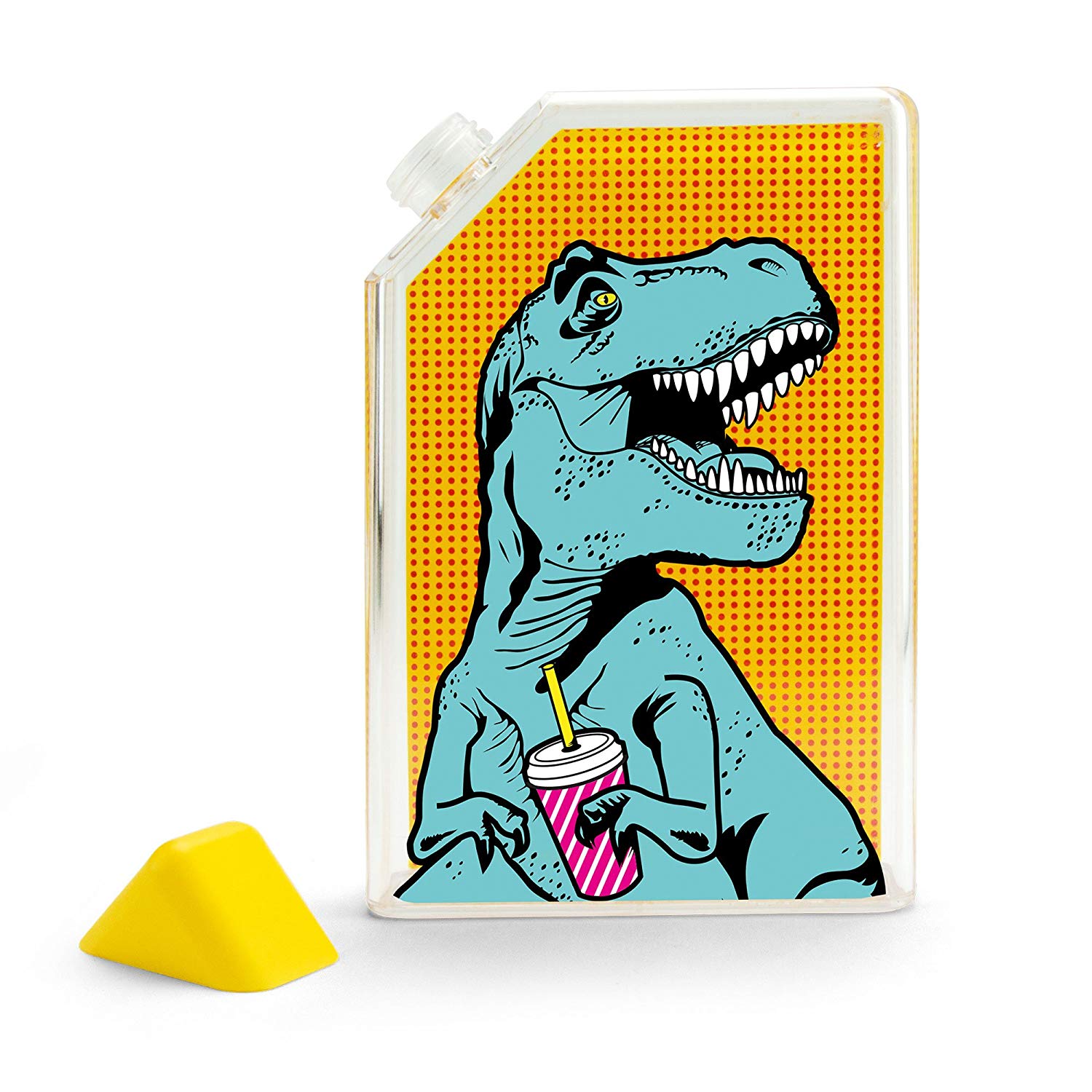T-Rex Flask Style Pop Art Water Bottle | Flat Profile Fits in Handbag ...