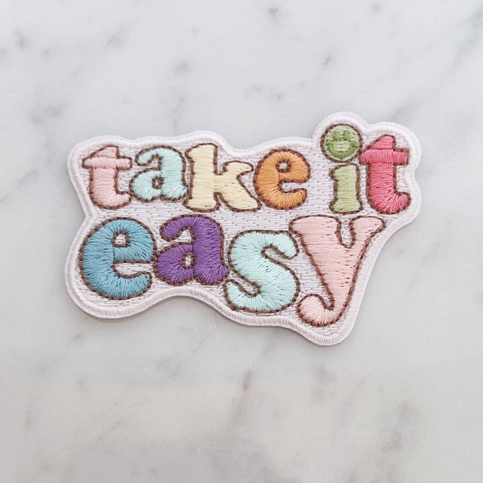 Take it Easy Patch | Colorful Embroidered Inspirational Quote Applique ...