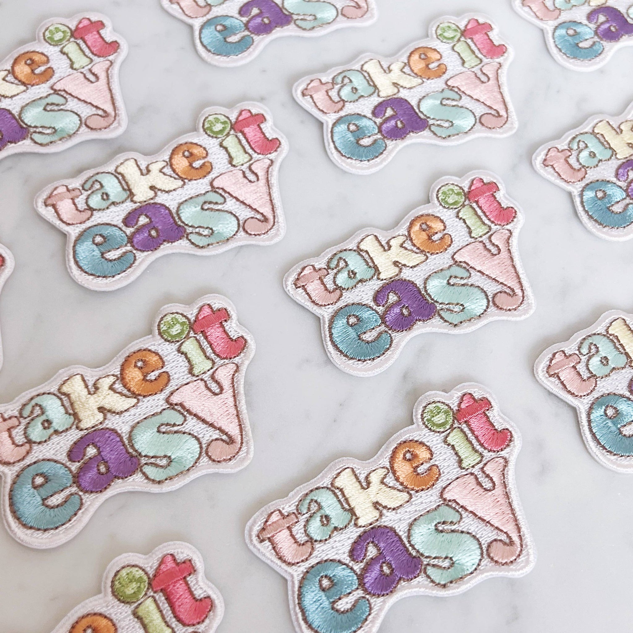 Take it Easy Patch | Colorful Embroidered Inspirational Quote Applique ...