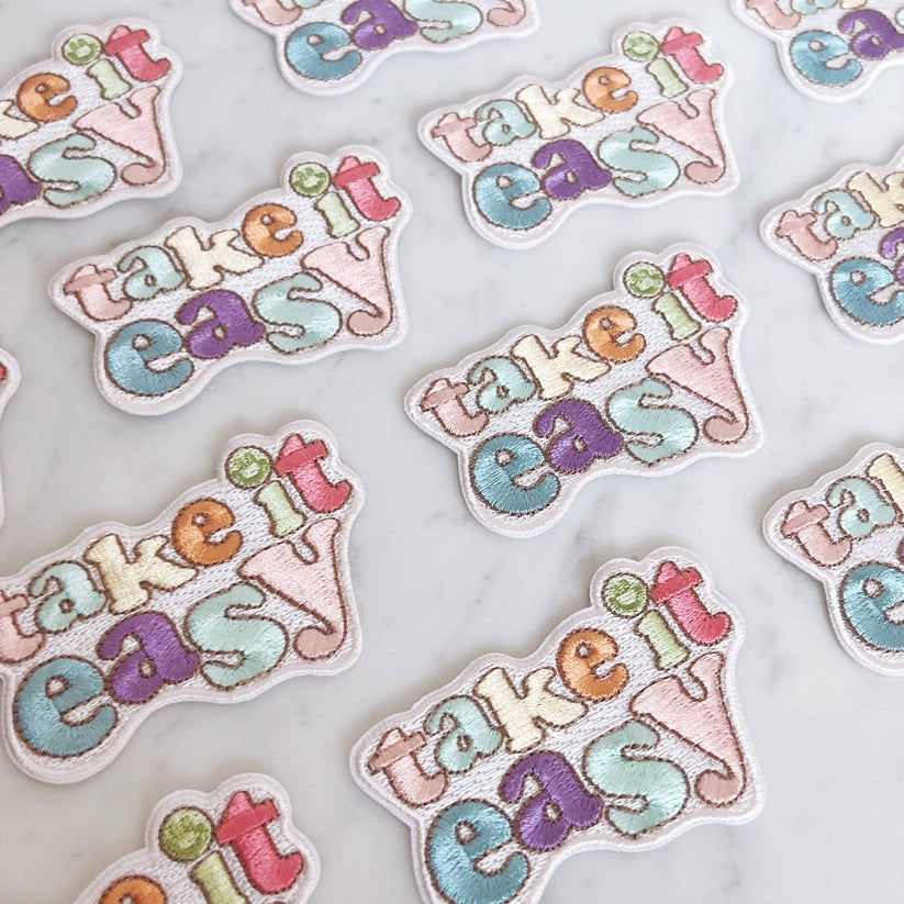 Take it Easy Patch | Colorful Embroidered Inspirational Quote Applique ...