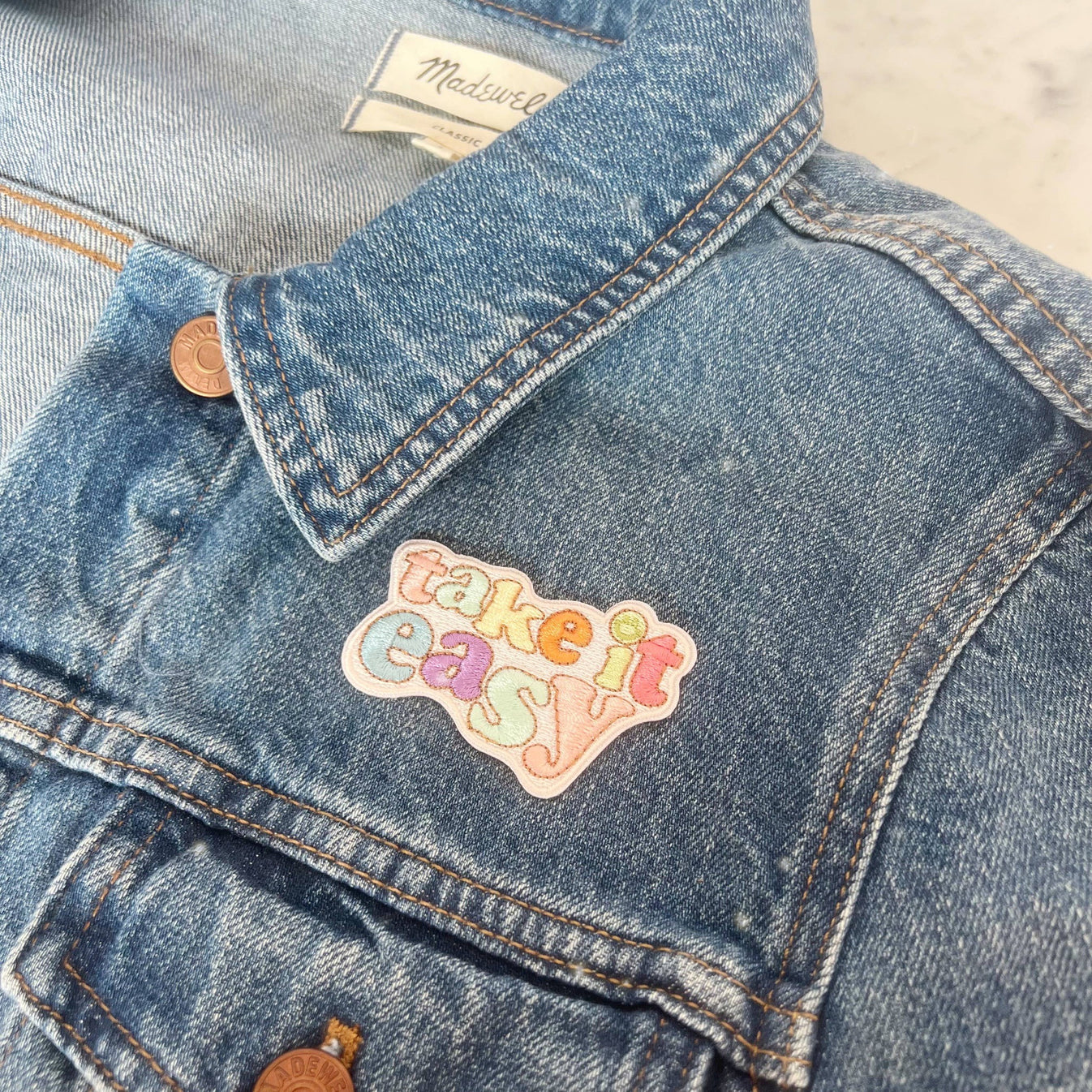 Take it Easy Patch | Colorful Embroidered Inspirational Quote Applique ...