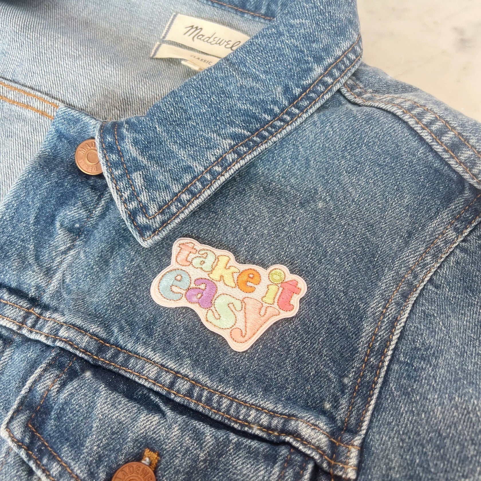 Take it Easy Patch | Colorful Embroidered Inspirational Quote Applique ...