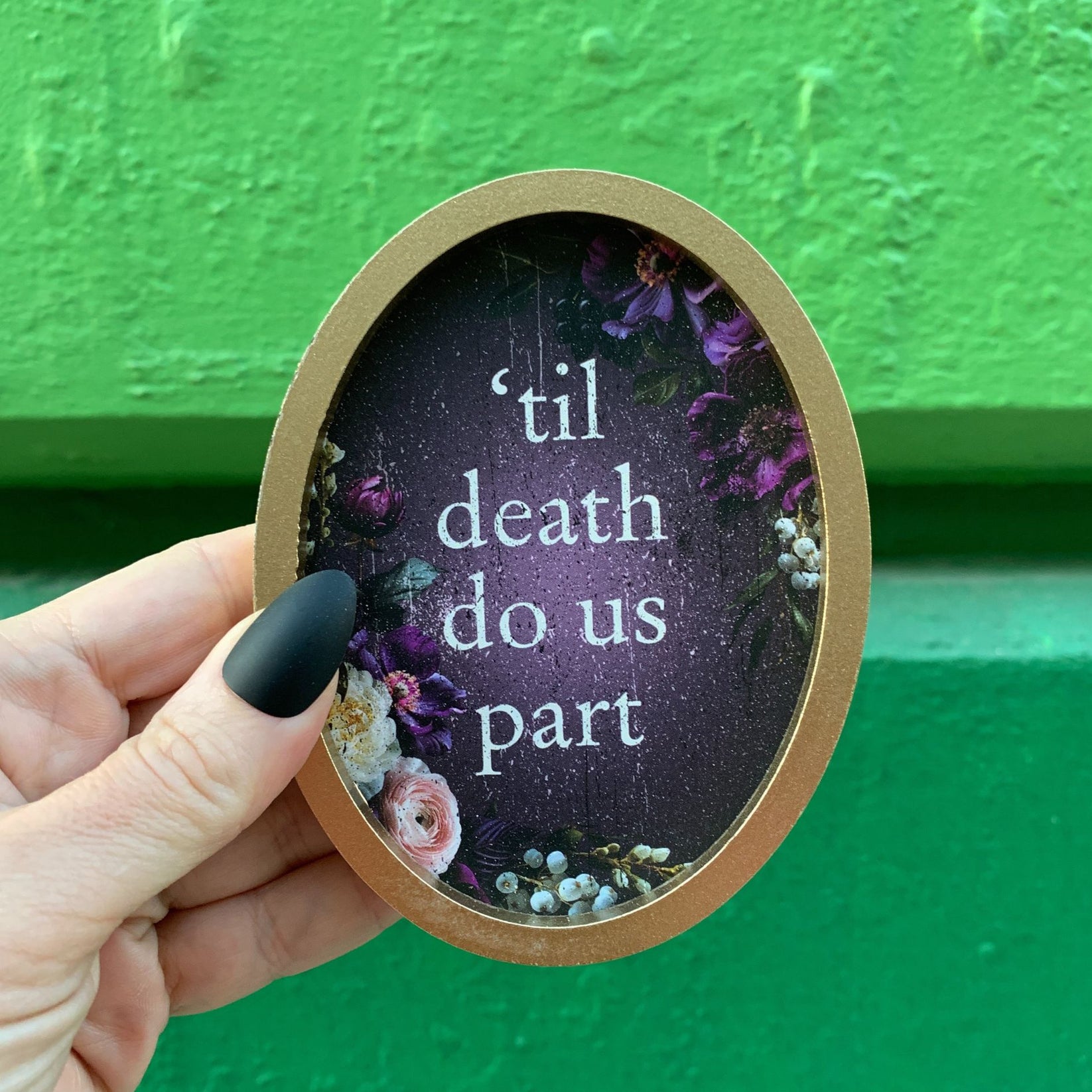 'Til Death Do Us Part Skull Ornament Set | 3 Piece Oval Framed Wooden ...