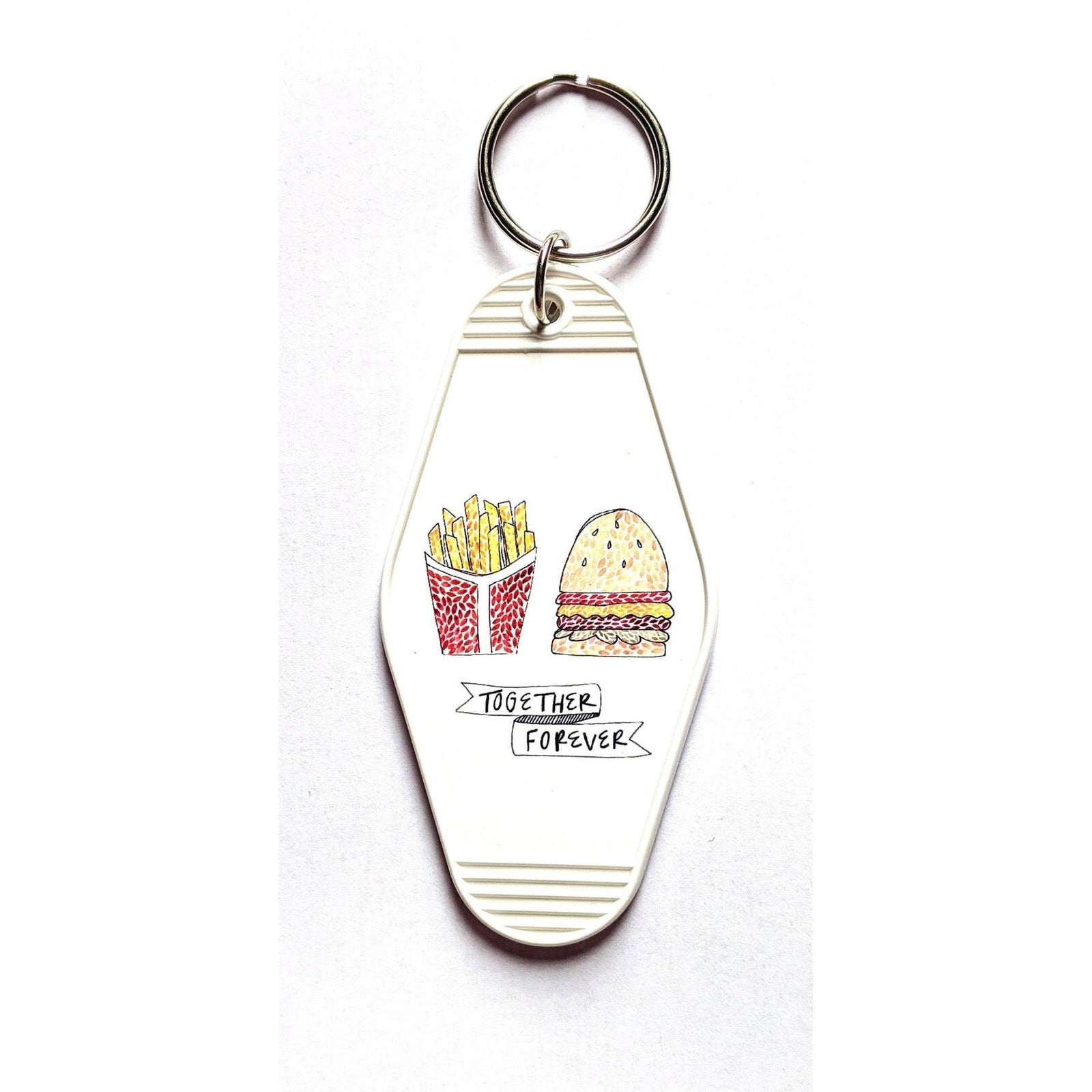 Together Forever Burger and Fries Motel Style Illustrated Keychain ...