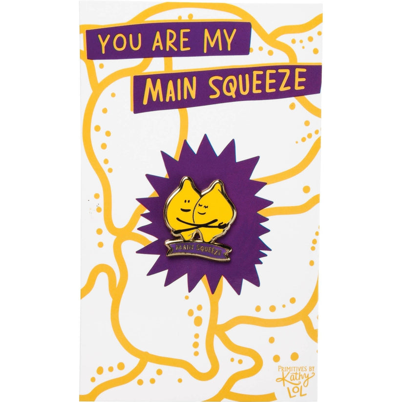 You Are My Main Squeeze Hugging Lemons Enamel Pin in Yellow – The ...