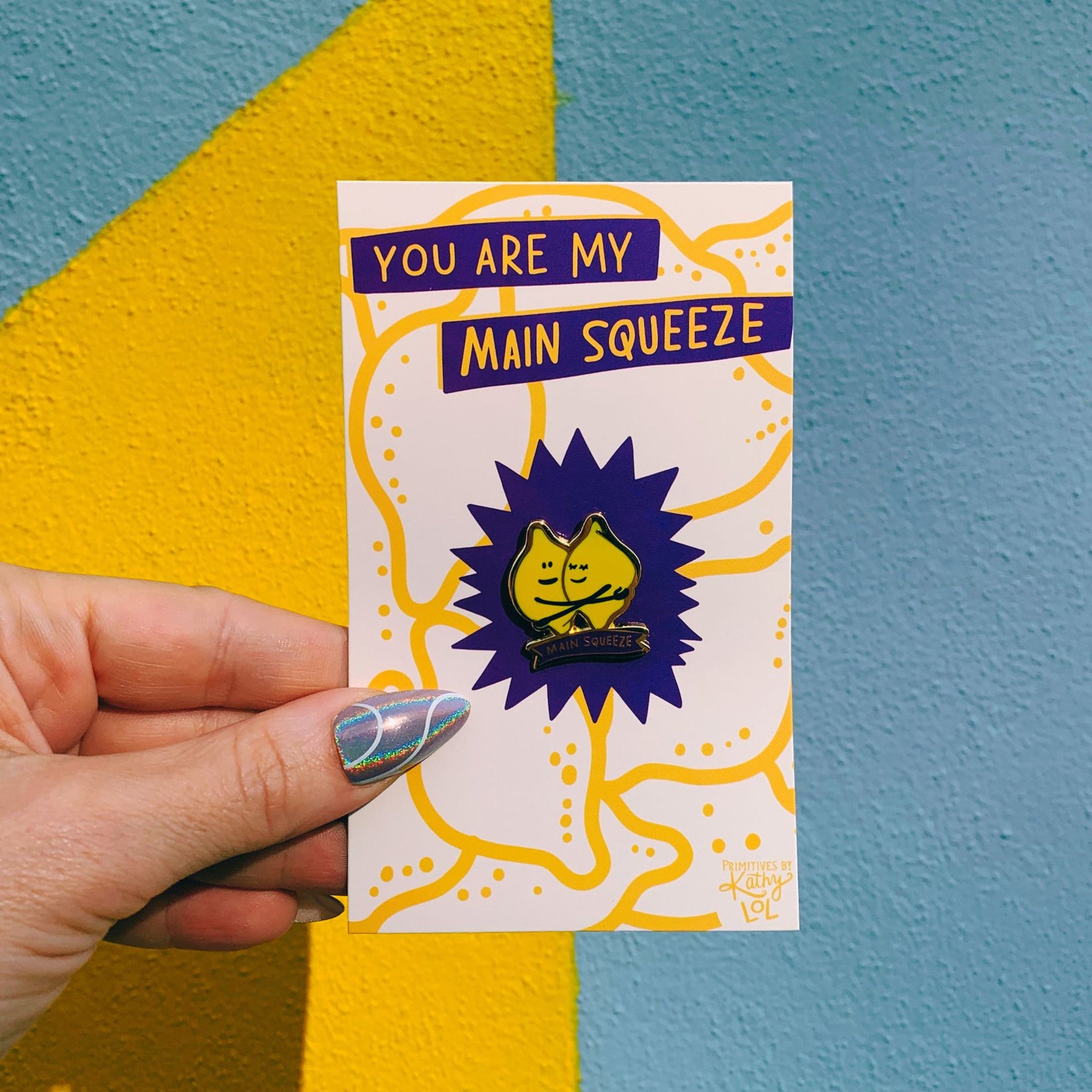 You Are My Main Squeeze Hugging Lemons Enamel Pin in Yellow – The ...